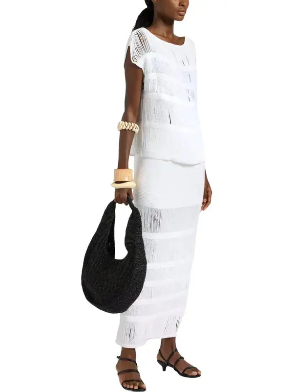 Liviana Conti Juliet Off-shoulder Blouse With Fringe Detail - White