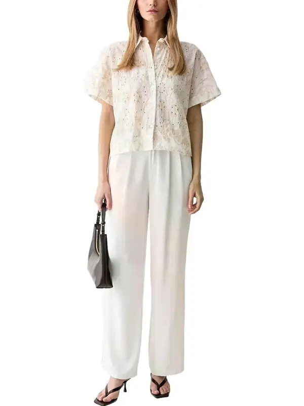 VICOLO Broderie Anglaise Short-sleeve Shirt - White