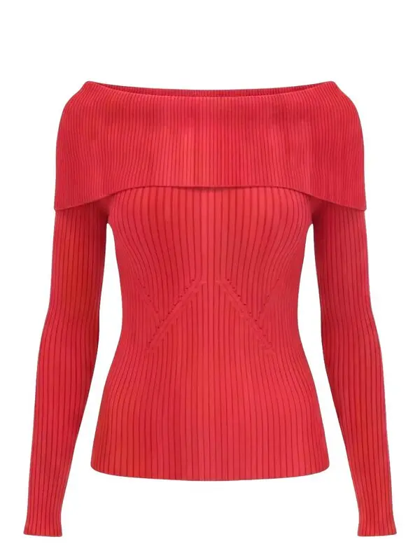 Isaia Ribbed Knit Off-the-shoulder Sweater - Red