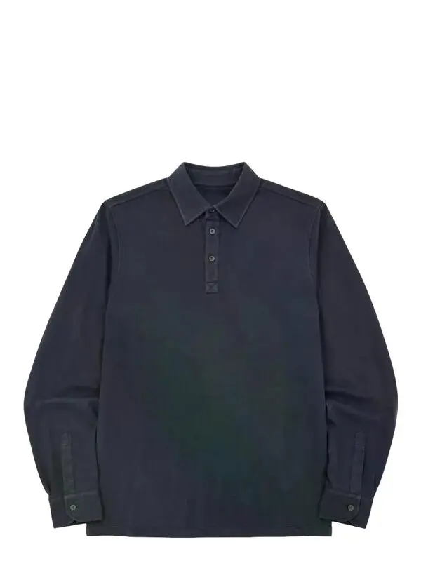 HERITAGE Long-sleeve Button-down Polo Shirt - Black