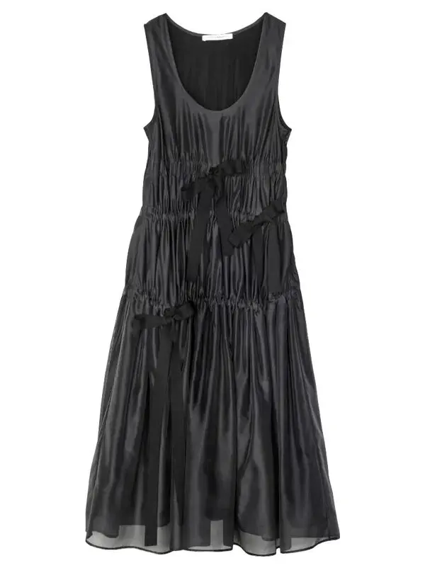 Cecilie Bahnsen Fara Smocked Organza Midi Dress - Black