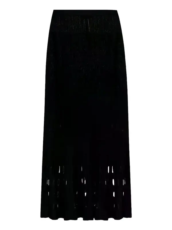 TWINSET Pointelle Knit Cut-out Midi Skirt - Black