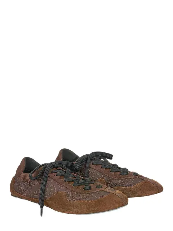 Cecilie Bahnsen Blaise Embroidered Low-top Sneakers - Brown