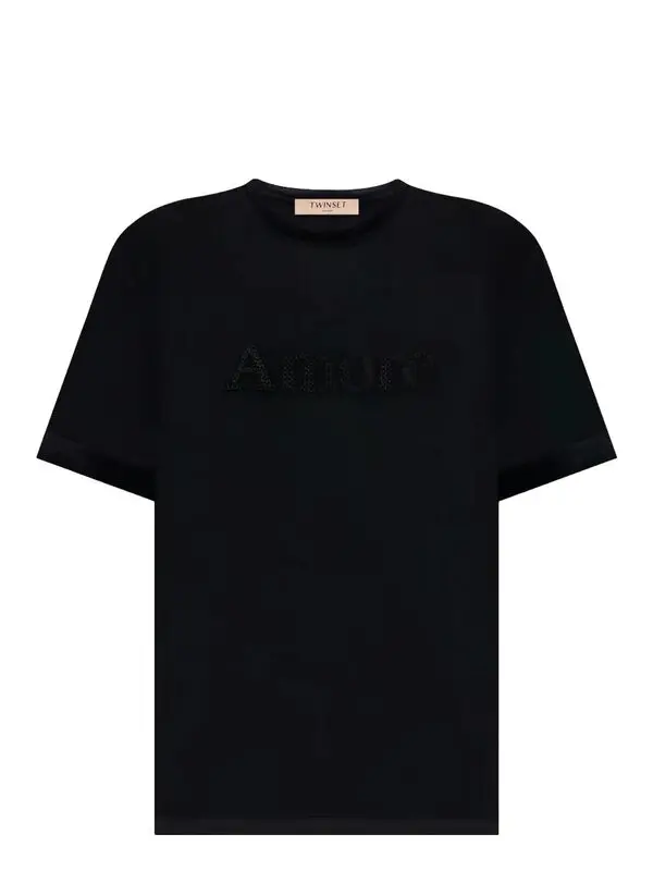 TWINSET Bead-embellished Crewneck T-shirt - Black