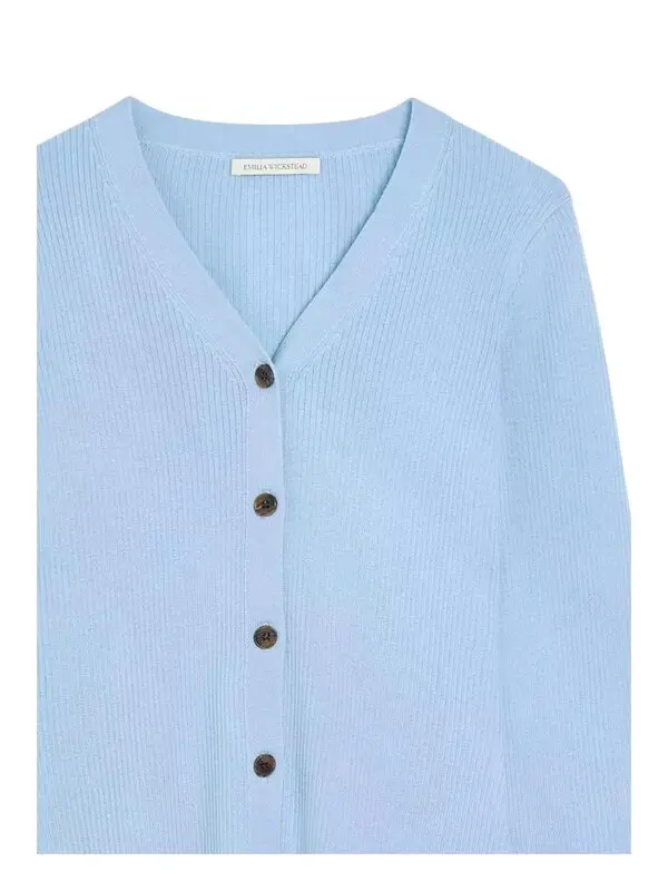 EMILIA WICKSTEAD Ash Ribbed-knit V-neck Cardigan - Blue