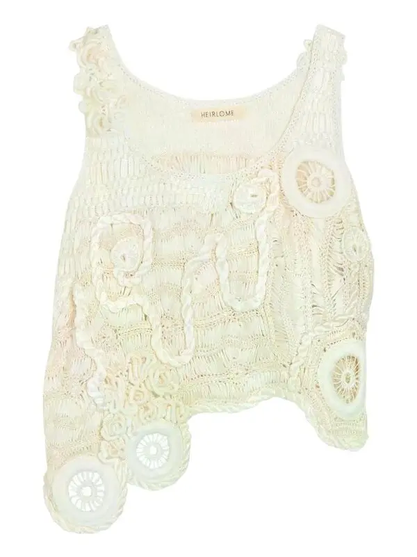 HEIRLOME Crochet-knit Asymmetric Top - Neutrals