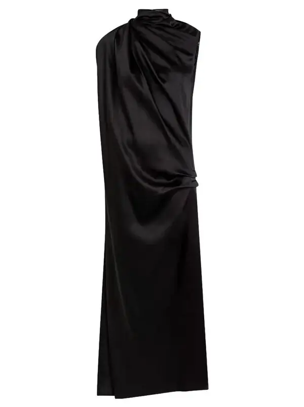 HEIRLOME Kate Draped Asymmetric Midi Dress - Black