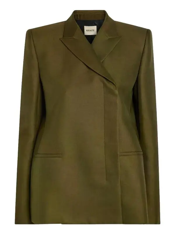Khaite Silvannah Peak-lapel Wrap-front Blazer - Green