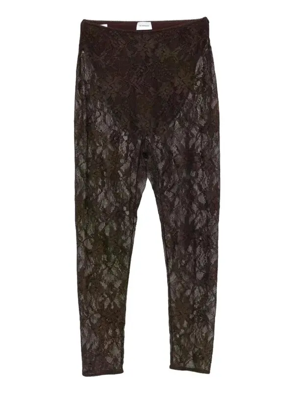 Andamane Loli Lace-pattern Cropped Leggings - Brown