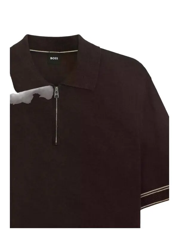 BOSS Zip-fastening Tipped Polo Shirt - Brown