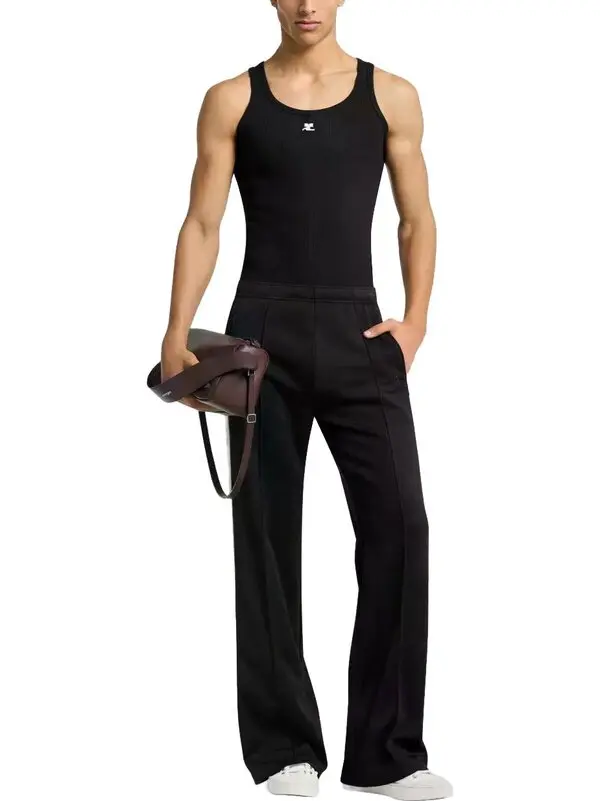 COURREGES Side-stripe Pintuck Track Pants - Black