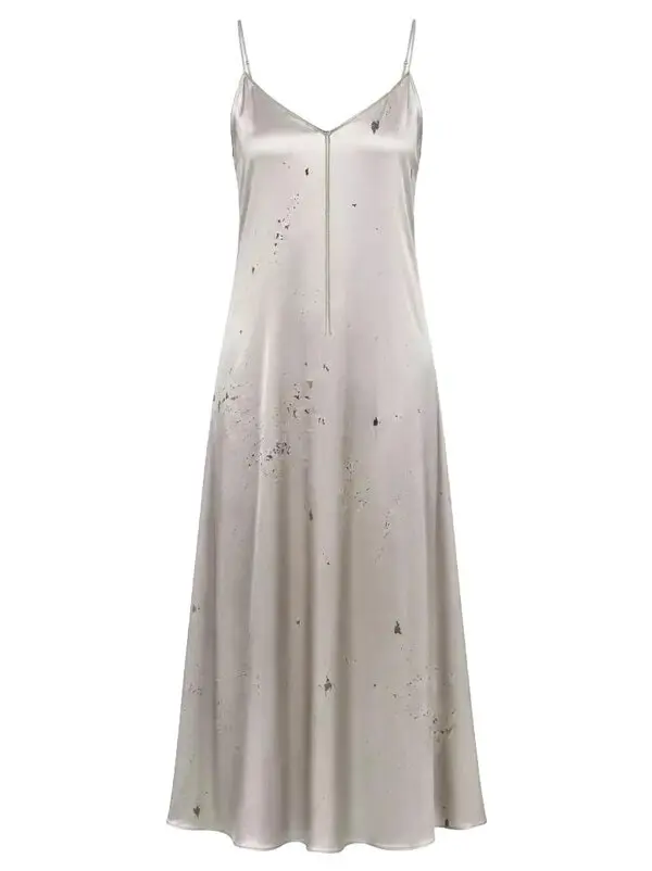 Max & Moi Distressed Effect Satin Finish Dress - Neutrals