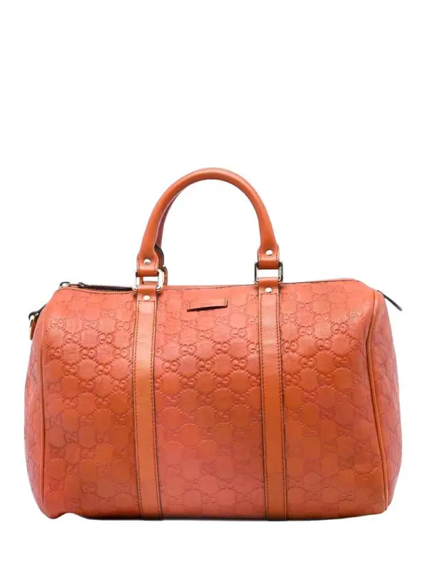 Gucci Embossed Leather Boston Bag - Orange