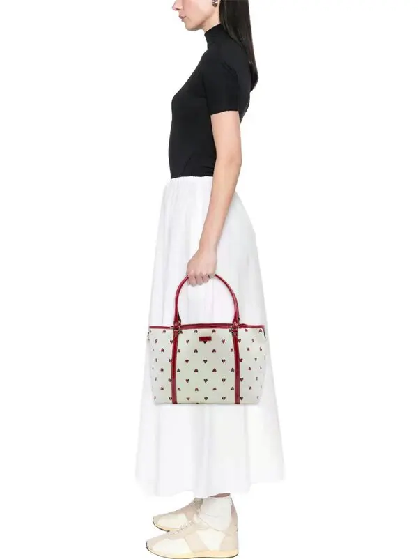 Gucci Gg Supreme Hearts Joy Tote Bag - White