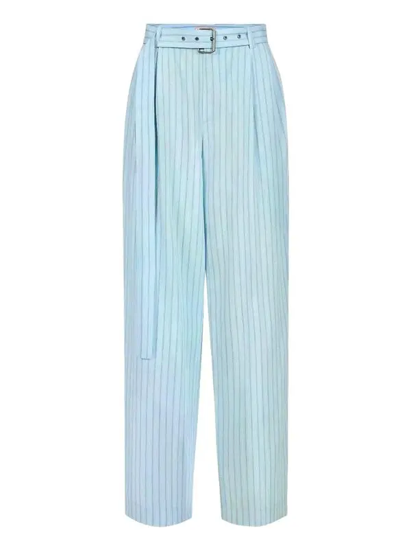 Iceberg Belted Pinstripe Trousers - Blue