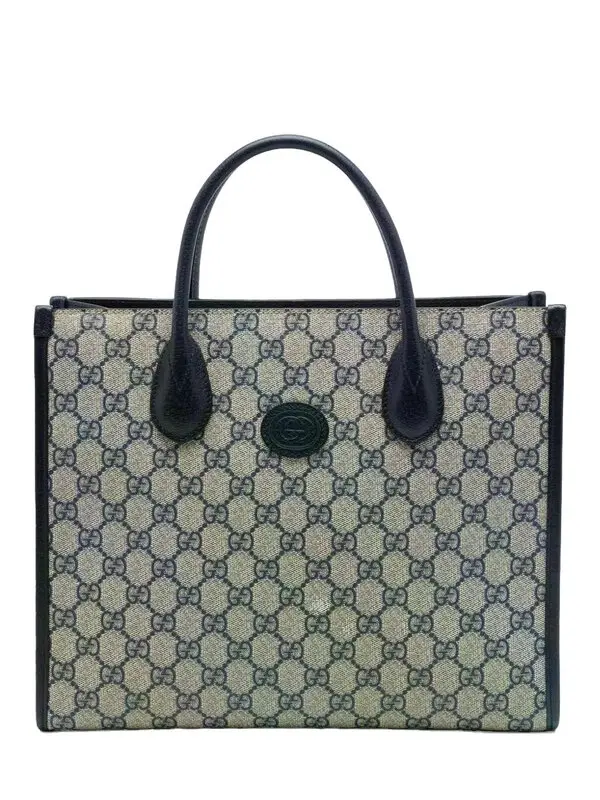 Gucci Gg Supreme Interlocking G Tote Satchel - Blue