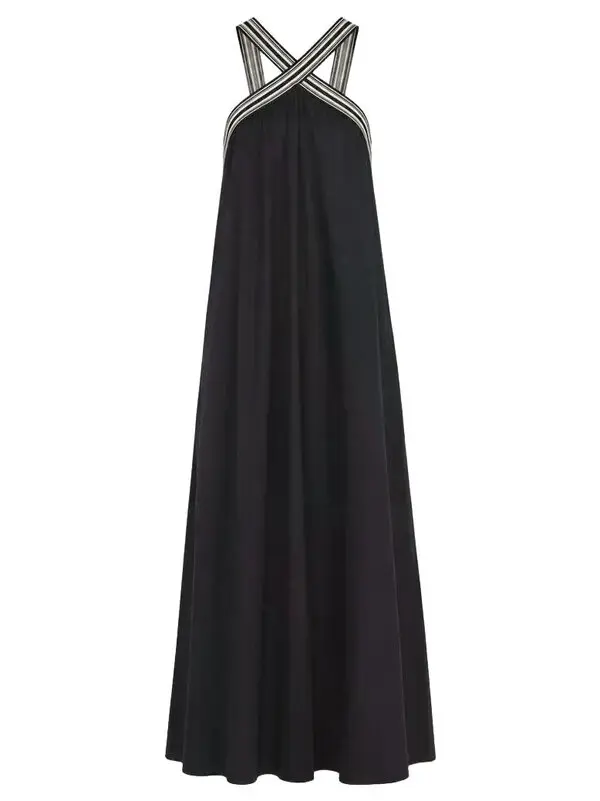 GAUDI Sleeveless Maxi Dress With Flared Hem - Black