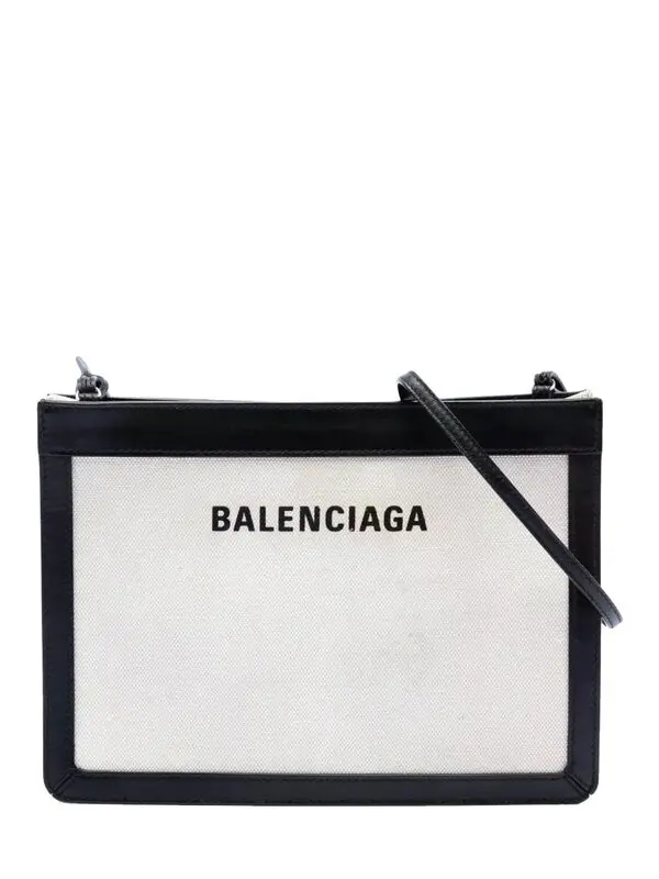 Balenciaga 2019 Canvas Navy Pochette M Crossbody Bag - Black