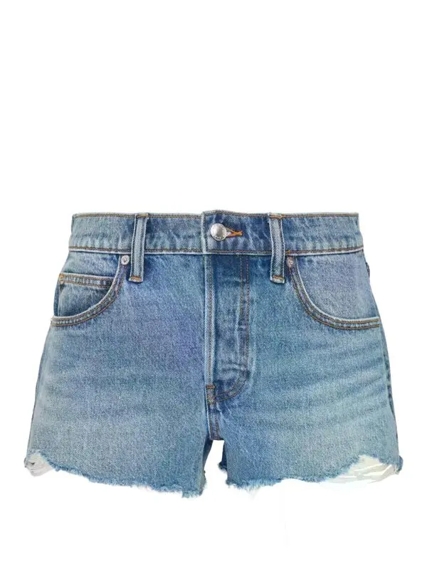 Alexander Wang Crystal-embellished Frayed Denim Shorts - Blue
