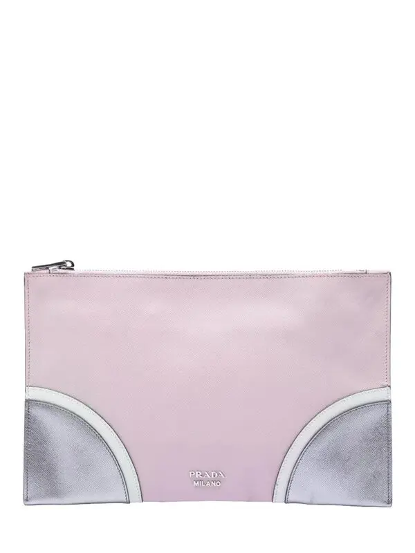 Prada Tricolor Saffiano Leather Clutch Bag - Pink