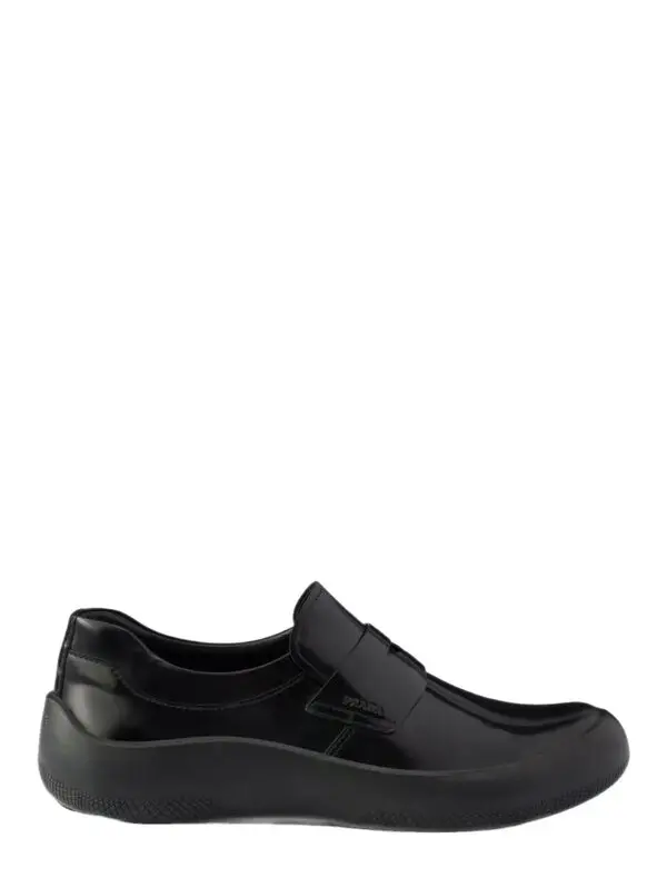 Prada Brushed Leather Loafers - Black
