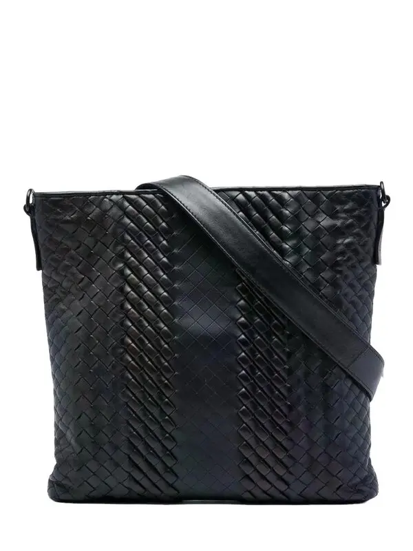 Bottega Veneta Leather Intreccio Crossbody Bag - Black