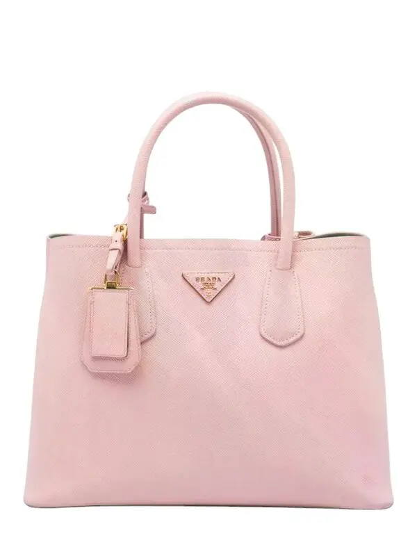 Prada Saffiano Cuir Double Satchel - Pink
