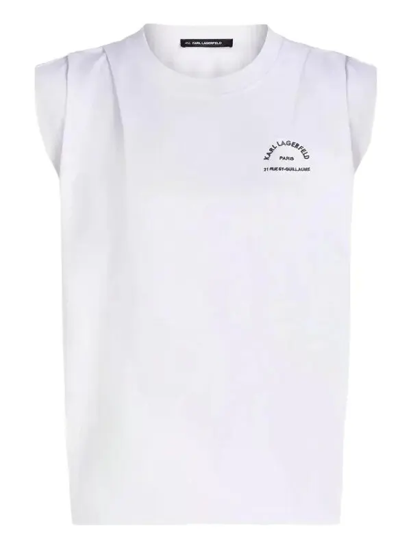 Karl Lagerfeld Logo Print Sleeveless Tank Top - White