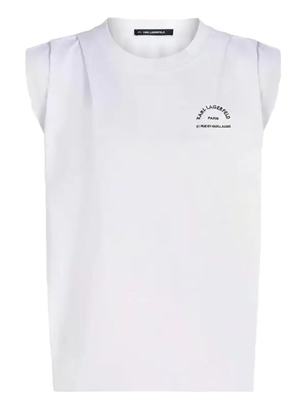 Karl Lagerfeld Logo Print Sleeveless Tank Top - White