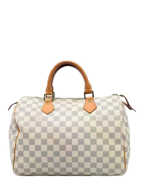 LOUIS VUITTON Damier Azur Speedy 30 Boston Bag - White