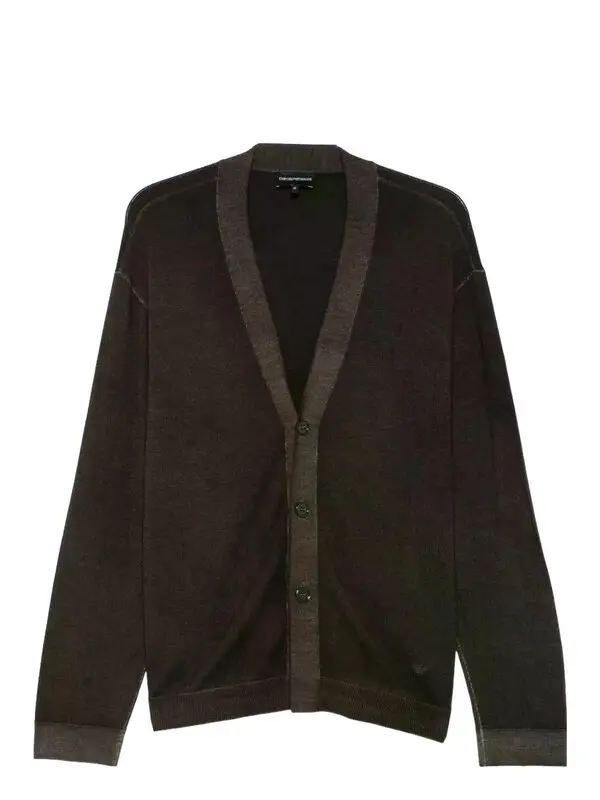 Emporio Armani V-neck Virgin Wool Cardigan - Green