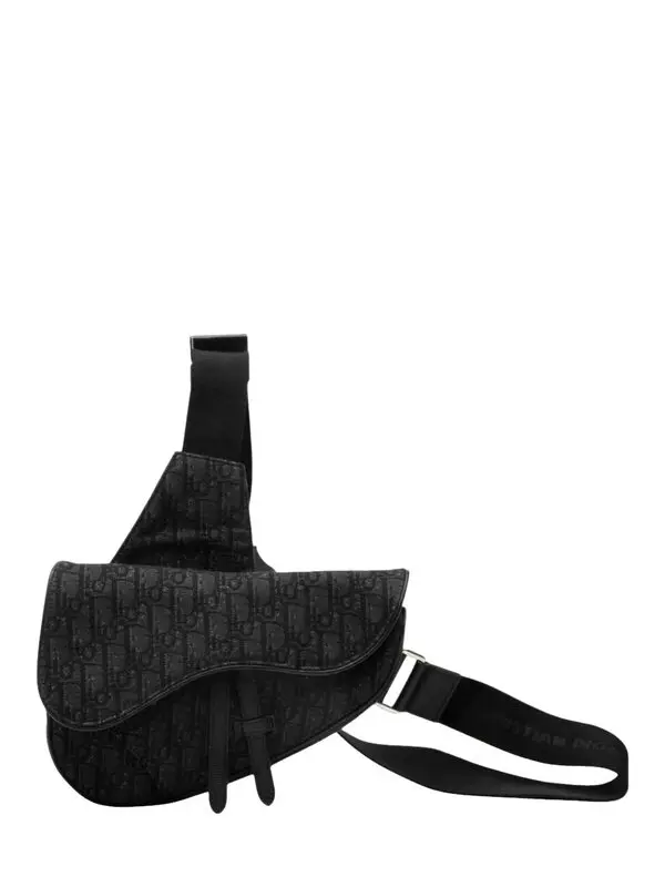 Dior Oblique Canvas Saddle Crossbody Bag - Black