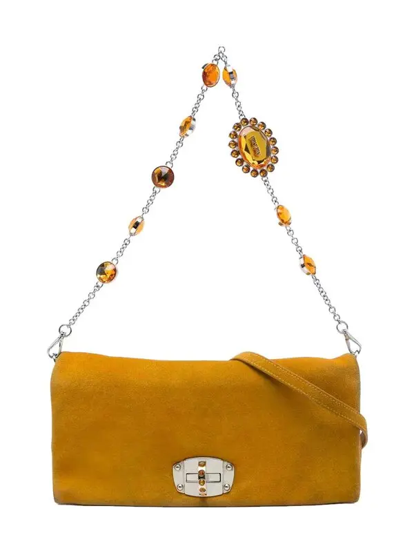 Miu Miu Suede Crystal Chain Satchel - Yellow