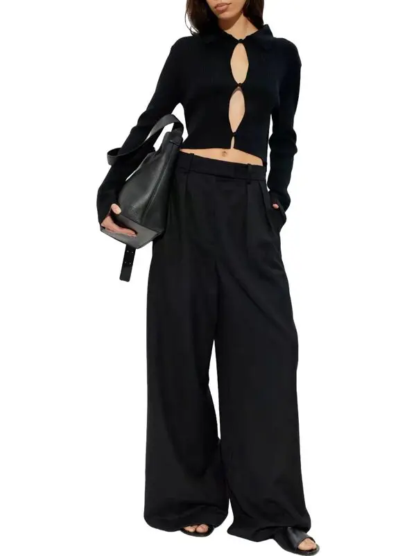 JIL SANDER Ribbed Cut-out Cardigan - Black