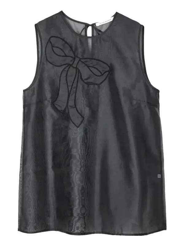 Cecilie Bahnsen Alba Sleeveless Organza Blouse With Bow Detail - Black