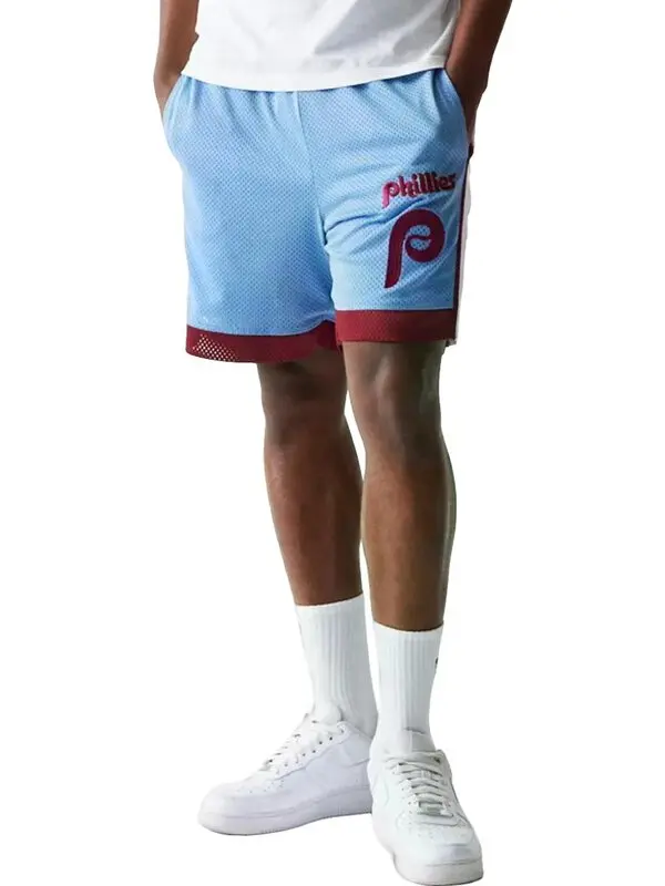 New Era Phillies Mlb Logo-embroidered Mesh Shorts - Blue