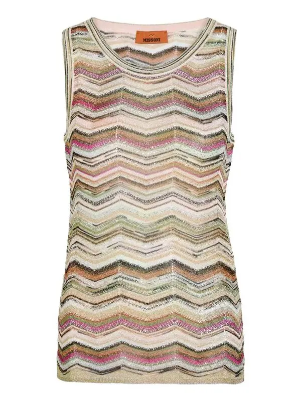 Missoni Chevron Sequin Embellished Sleeveless Top - Neutrals