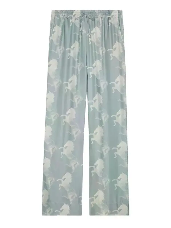 Stella McCartney Horse-print Silk Drawstring Trousers - Blue