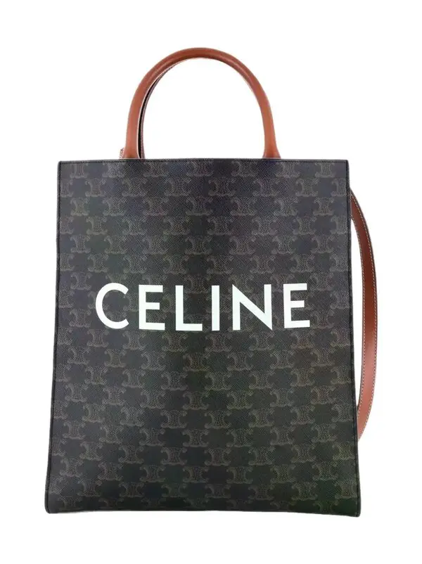 Celine Vertical Cabas Triomphe Coated Canvas Small Tote Bag - Brown
