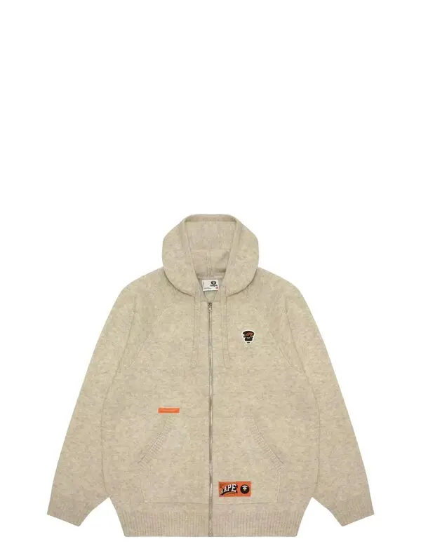 AAPE BY *A BATHING APE Moonface Logo Embroidered Hoodie - Neutrals
