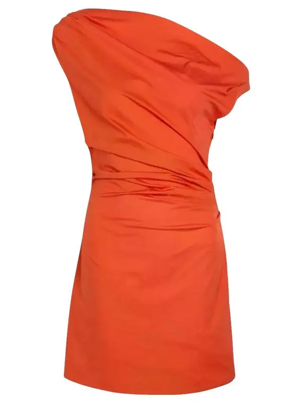 Staud Phare One-shoulder Draped Mini Dress - Orange