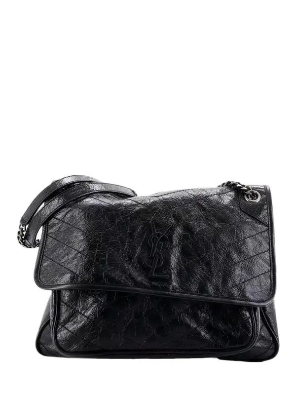 Saint Laurent Niki Chain Flap Bag Matelasse Chevron Leather - Black