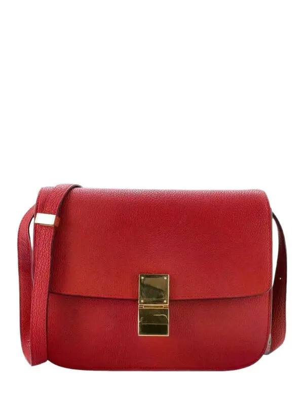 Celine Grainy Leather Medium Crossbody Bag - Red