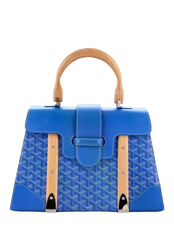 Goyard Saigon Top Handle Bag In Coated Canvas And Leather - Blue