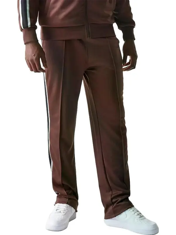 New Era Script-embroidered Side-stripe Track Pants - Brown