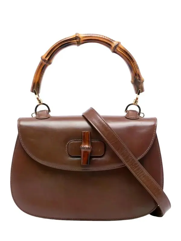 Gucci Calfskin Bamboo Top Handle Bag Satchel - Brown
