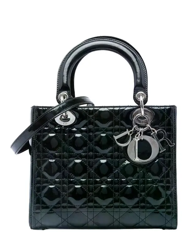 Dior Medium Patent Cannage Lady Satchel - Black