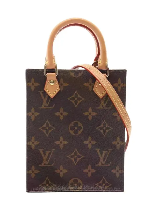 LOUIS VUITTON Monogram Petit Sac Plat Satchel - Brown
