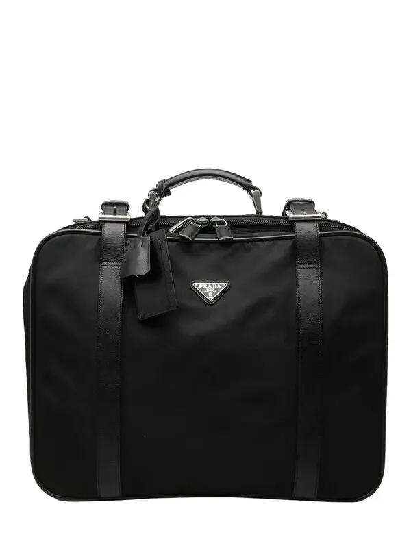 Prada Saffiano Trimmed Tessuto Suitcase Bag - Black