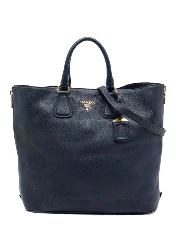 Prada Vitello Daino Convertible Tote Satchel - Blue